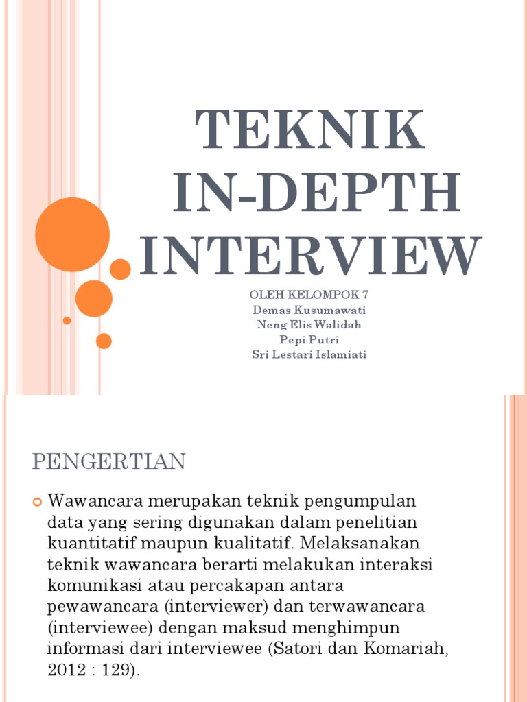 Teknik Indepth Interview | PDF