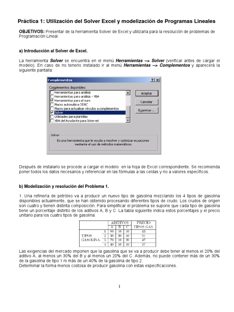 Ejercicio Solver | PDF | Gasolina | Microsoft Excel