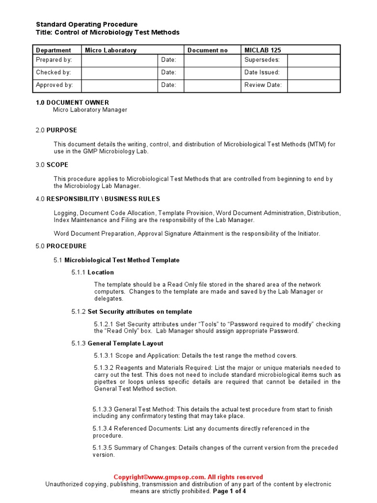MICLAB 125 Control of Microbiology Test Methods Sample | PDF | Document ...