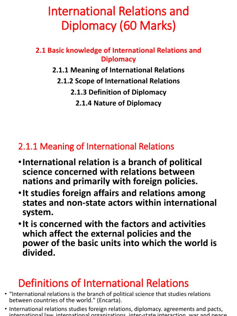 International Relations and Diplomacy (60 Marks) | PDF | World Trade ...