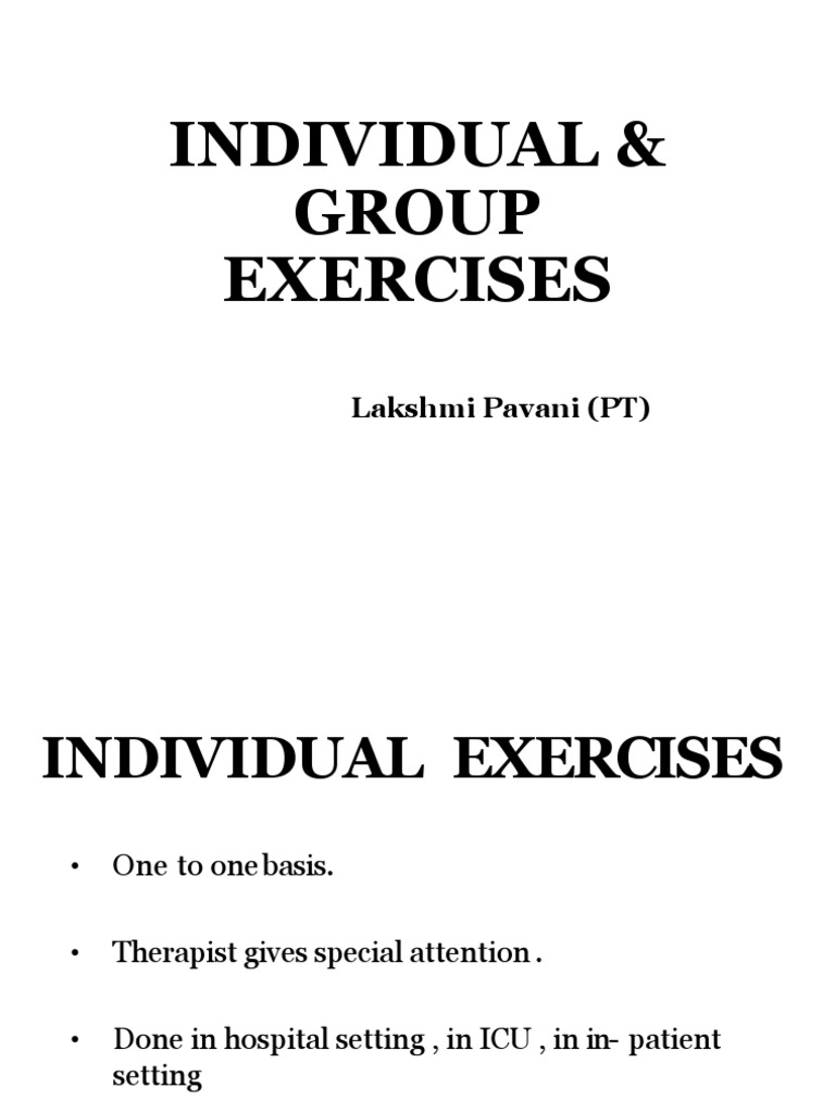 Individual vs Group Exercise Therapy | PDF | Psychotherapy | Physical ...