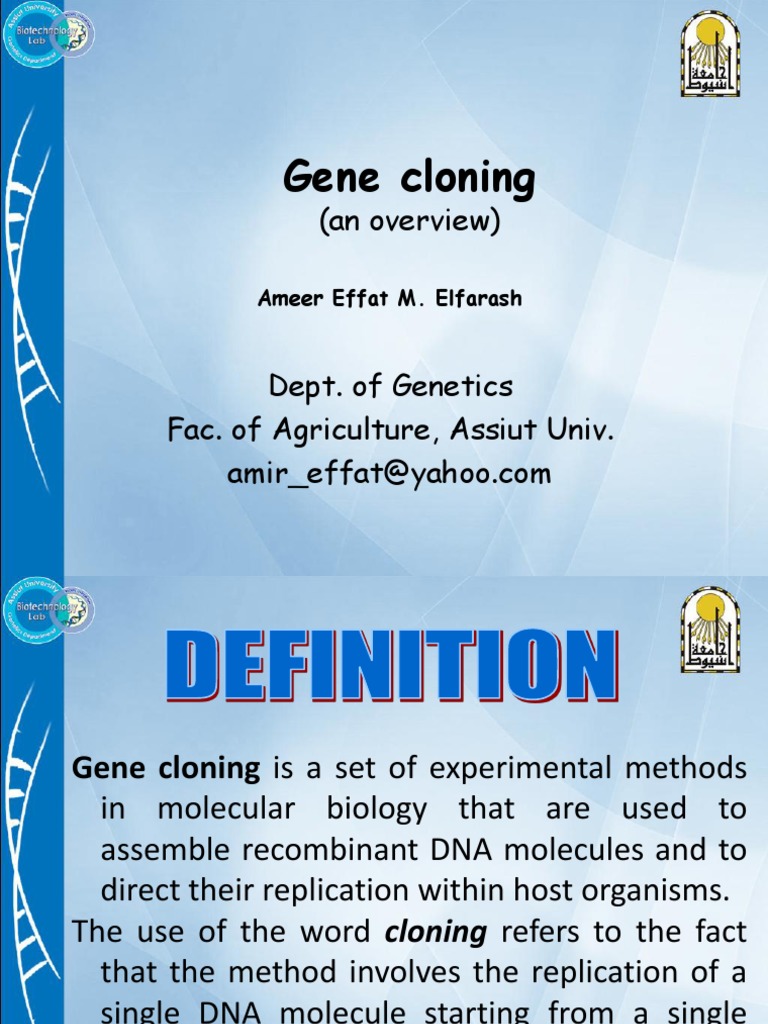 1 Gene Cloning An Overview | PDF | Molecular Cloning | Plasmid