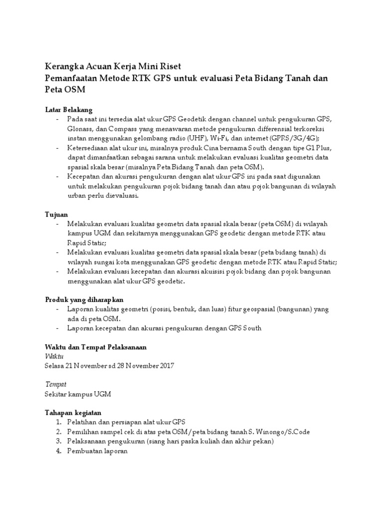 Kerangka Acuan Kerja Mini Riset South | PDF