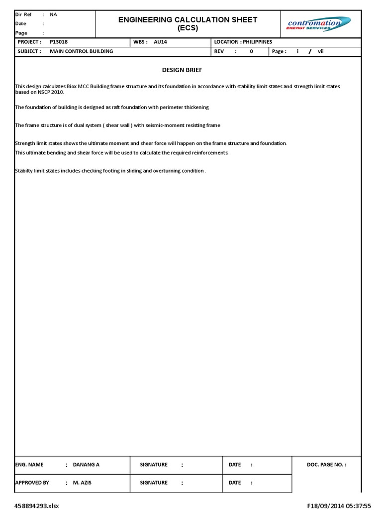 Main Control Building Design ECS | PDF | Geotechnical Engineering ...