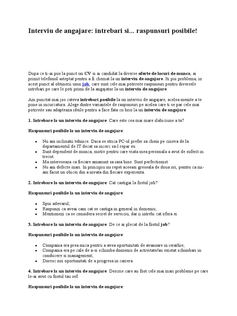Interviu de Angajare | PDF