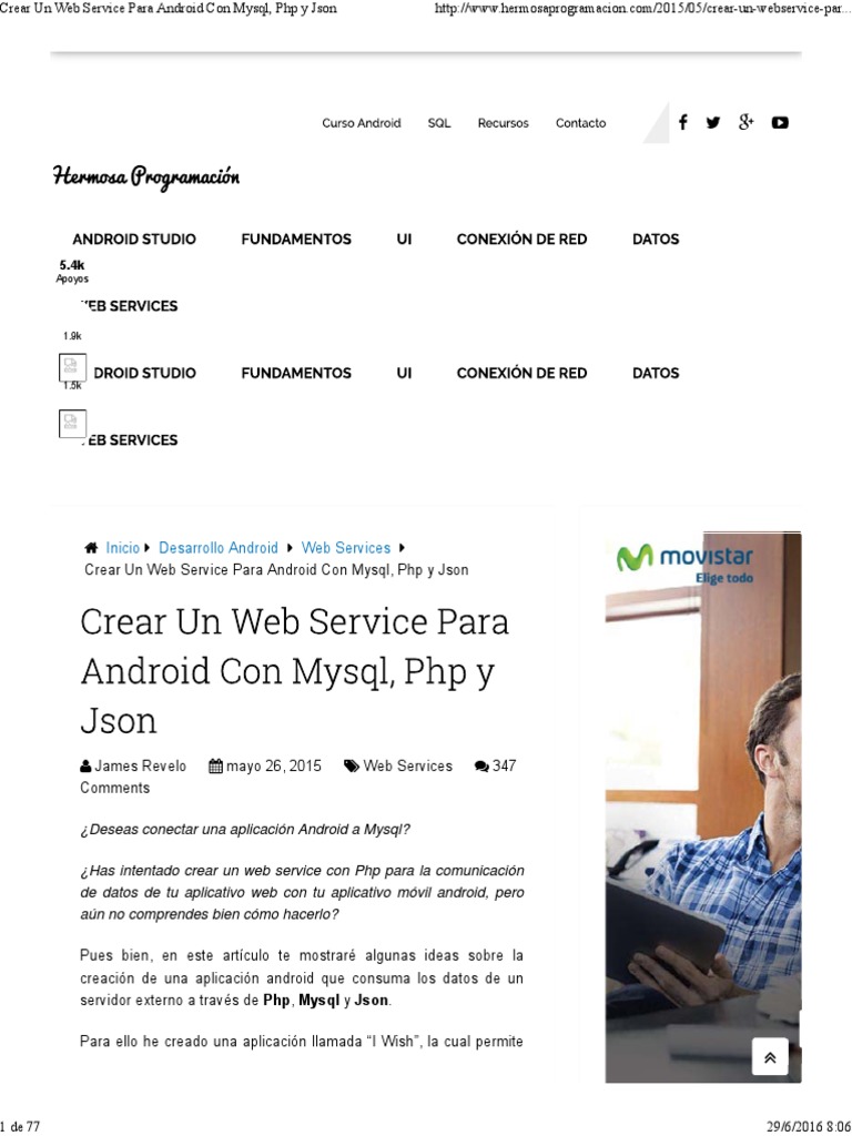 Crear Un Web Service Para Android Con Mysql Php Y Json Pdf Php Json