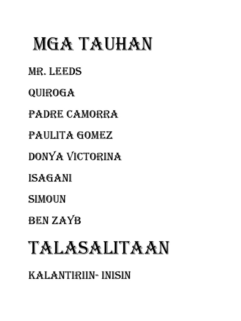 Mga Tauhan | PDF