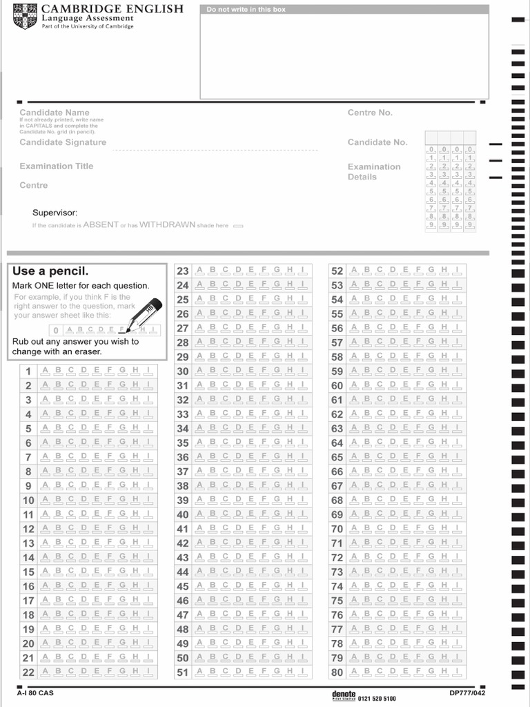 TKT Sample Answer Sheet | PDF