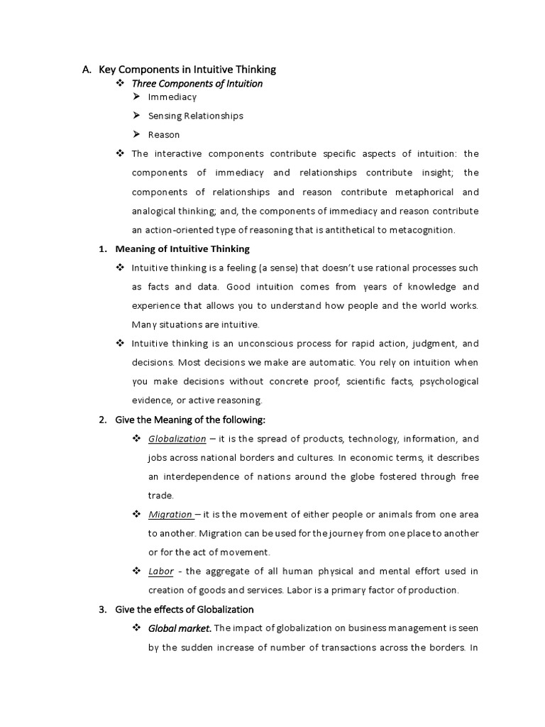 Key Components in Intuitive Thinking | PDF | Democracy | Political ...