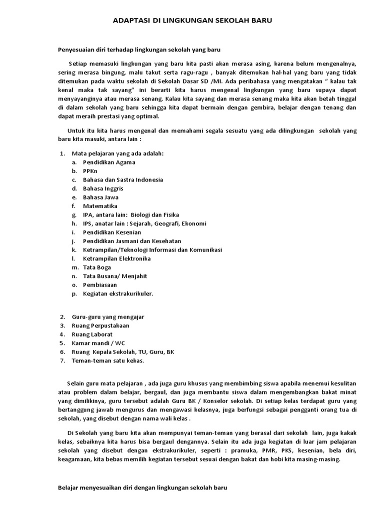 3.ADAPTASI DI LINGKUNGAN SEKOLAH BARU (Ganjil) | PDF 3.ADAPTASI DI LINGKUNGAN SEKOLAH BARU (Ganjil) | PDF