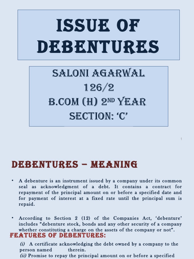 Issue of Debentures | PDF | Debits And Credits | Debenture