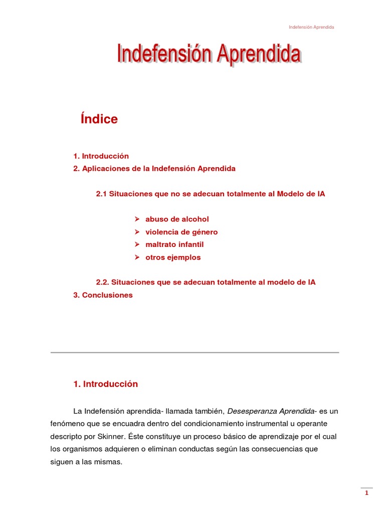 Indefension Aprendida | PDF | Depresión (estado de ánimo) | Estrés ...
