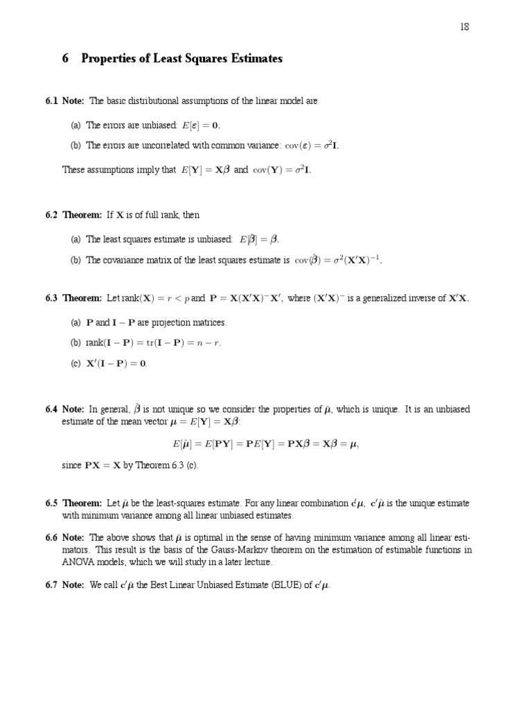 6 Properties of LSE | PDF | Ordinary Least Squares | Statistical Theory