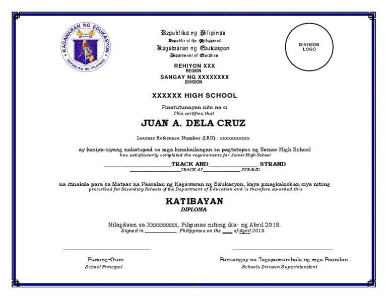 Sample Template Certificate (Senior High) | PDF