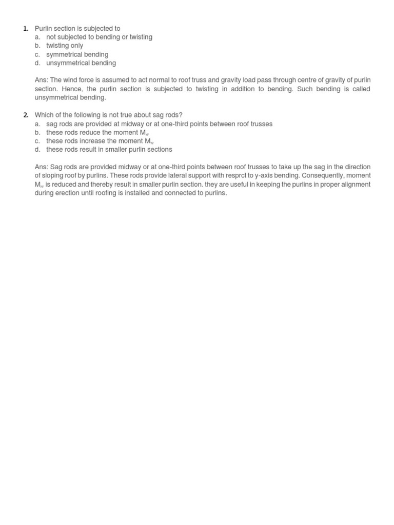 Structural Engineering Quiz | PDF | Science & Mathematics | Technology ...