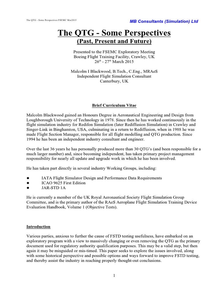 QTG Perspectives | Download Free PDF | Simulation | Flight Test