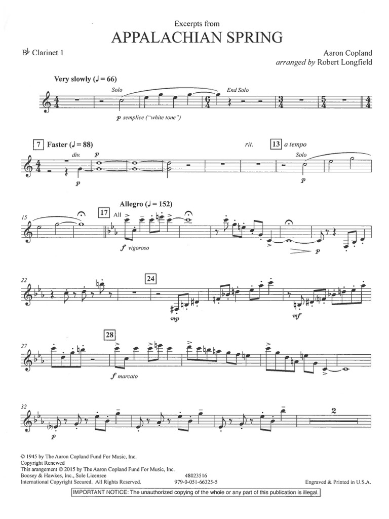 06 Clarinet 1 Appalachian Spring | PDF