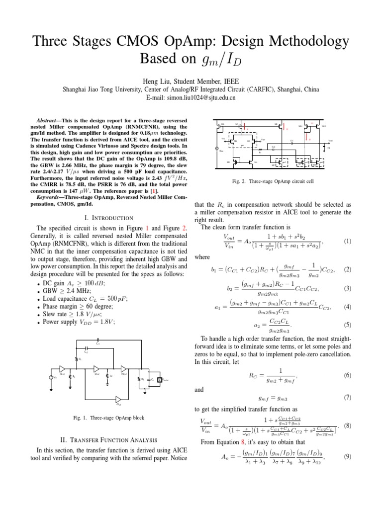 Design and Analysis of a Three-Stage Reversed Nested Miller Compensated ...