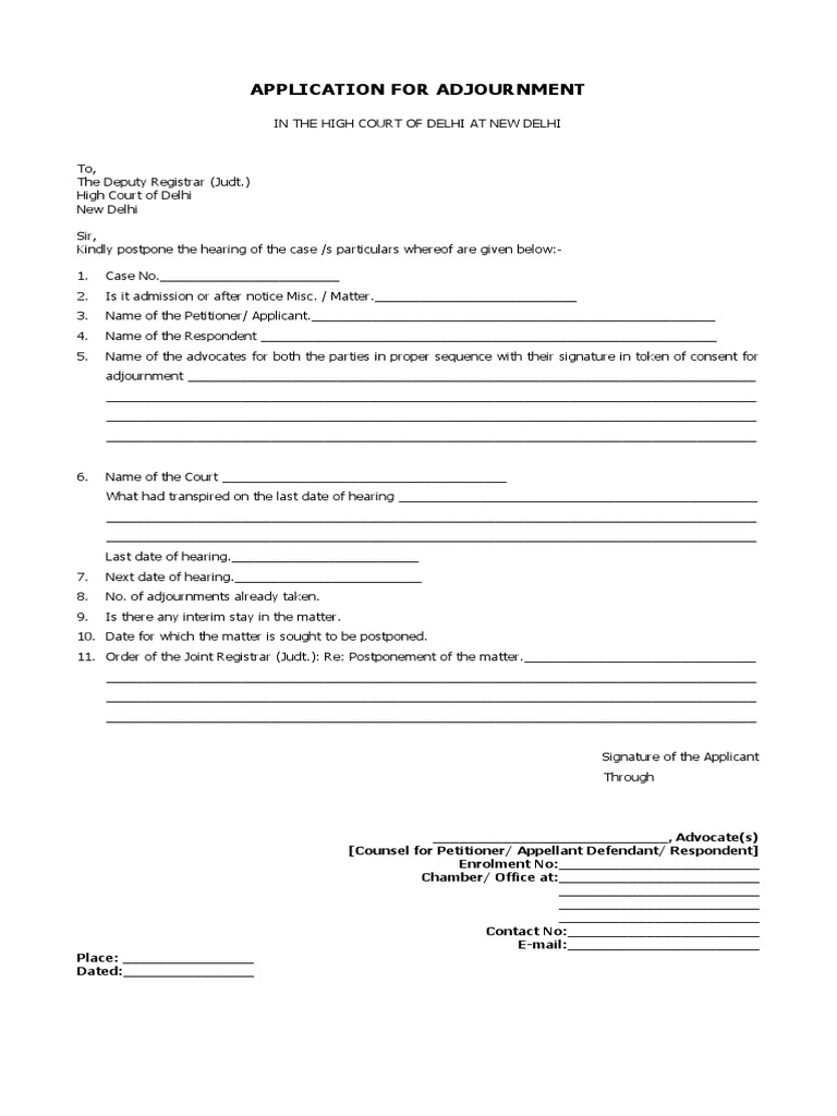 Application For Adjournment | PDF | Separation Of Powers | Virtue