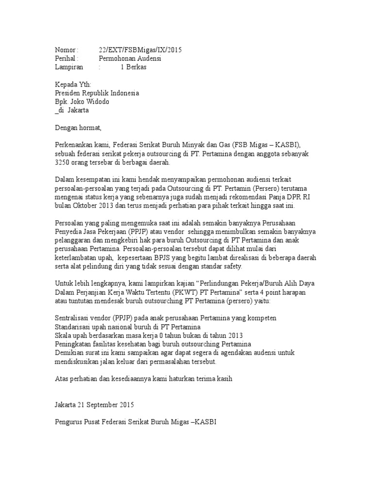Contoh Surat Audiensi | PDF