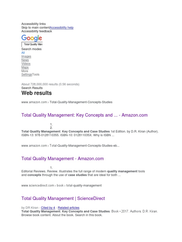 Total Quality Management | PDF | Quality Management | Books