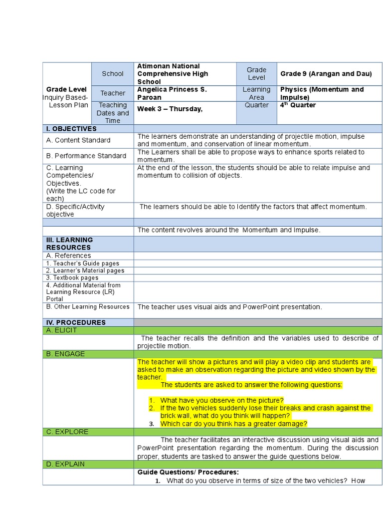 DLP Cot 1 | PDF | Momentum | Velocity