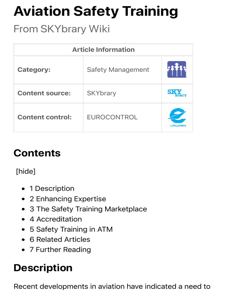 Aviation Safety Training Skybrary Aviation Safety Pdf Safety