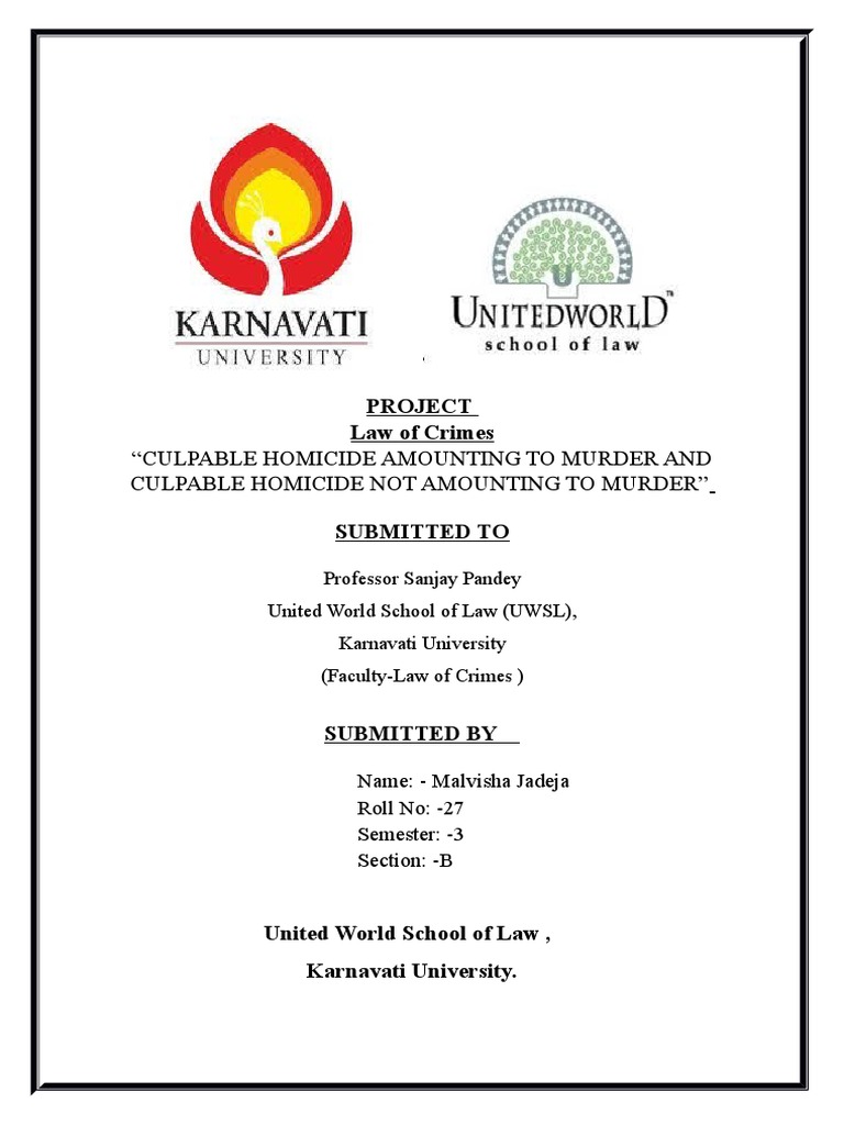 Criminal Law Project | PDF | Mens Rea | Murder