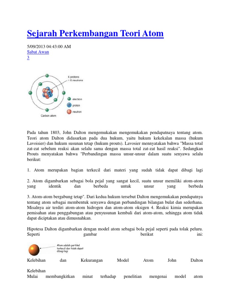 Sejarah Perkembangan Teori Atom | PDF