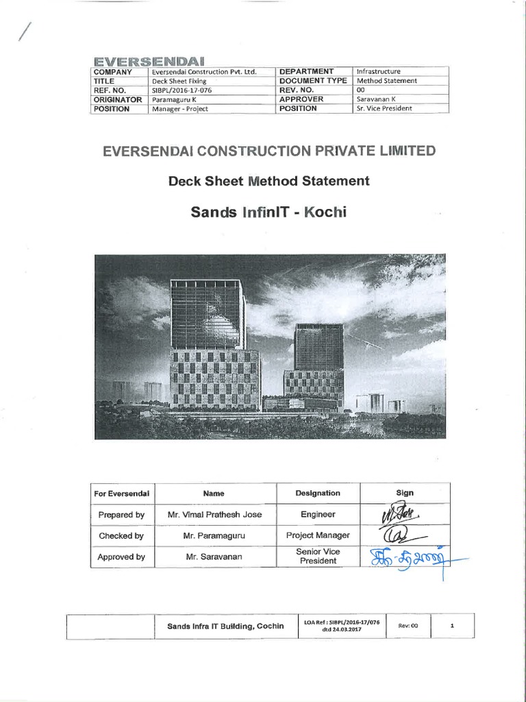Method Statement For Decksheet Laying PDF | PDF | Welding | Construction