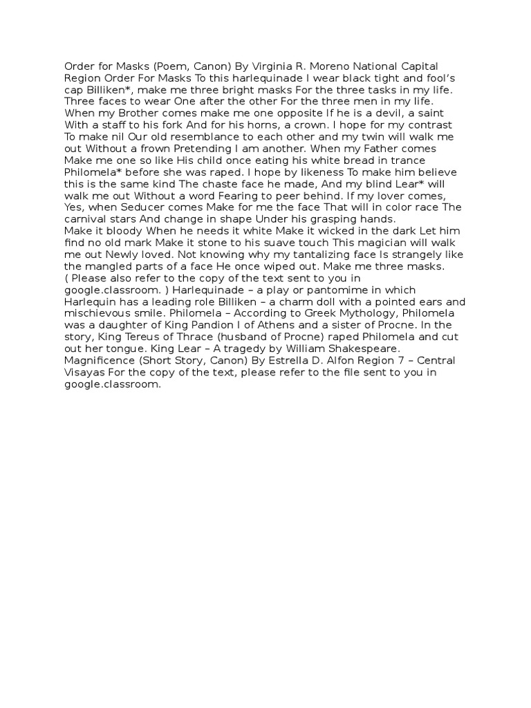 Virginia Moreno Poem | PDF