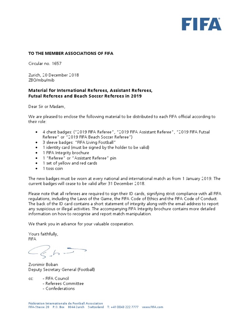 2019 Material and Guidelines for FIFA Referees, Assistant Referees ...