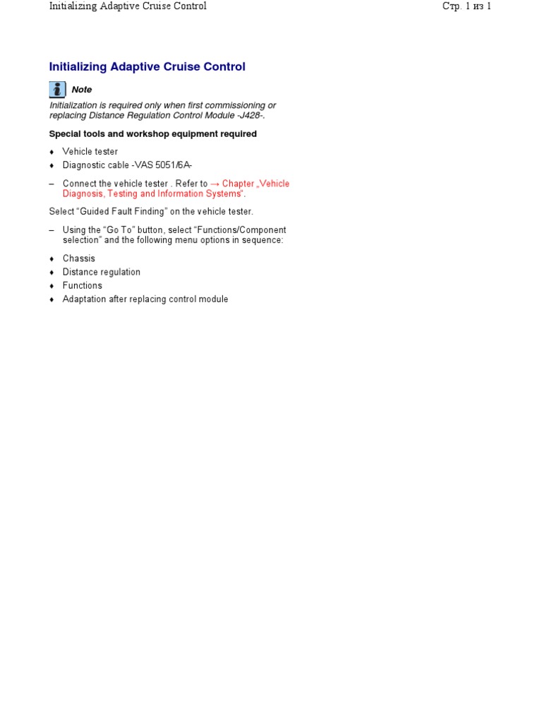 Adaptive Cruise Control Setup Guide | PDF