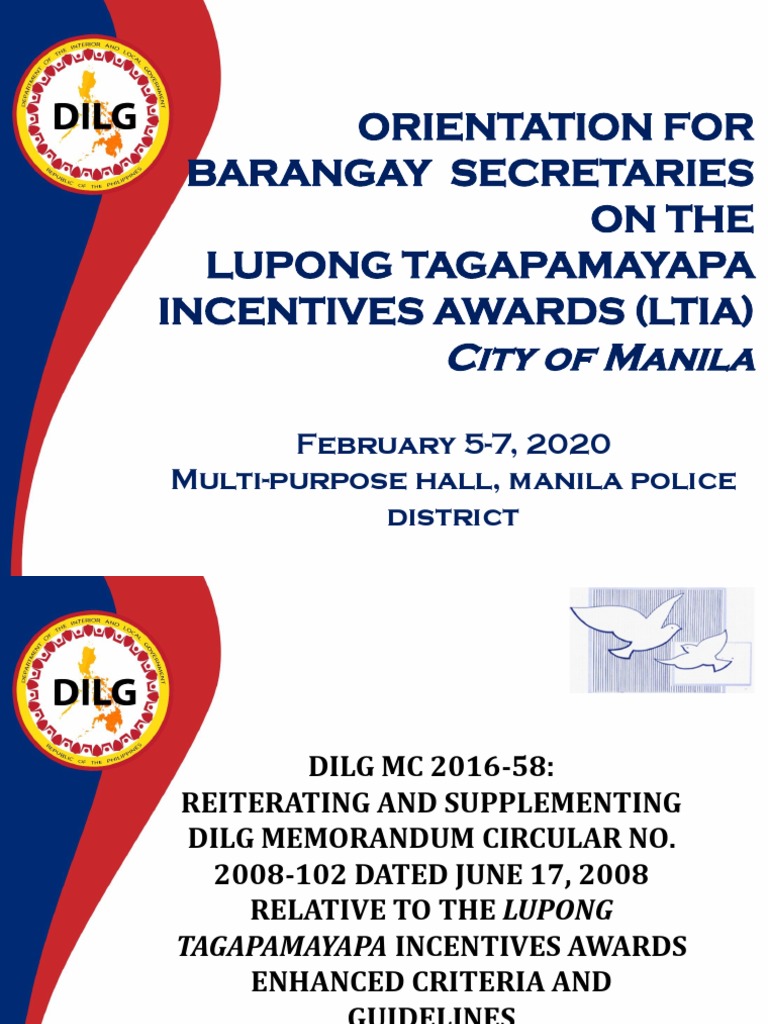 Orientation for Barangay Secretaries on Lupong Tagapamayapa Incentives ...