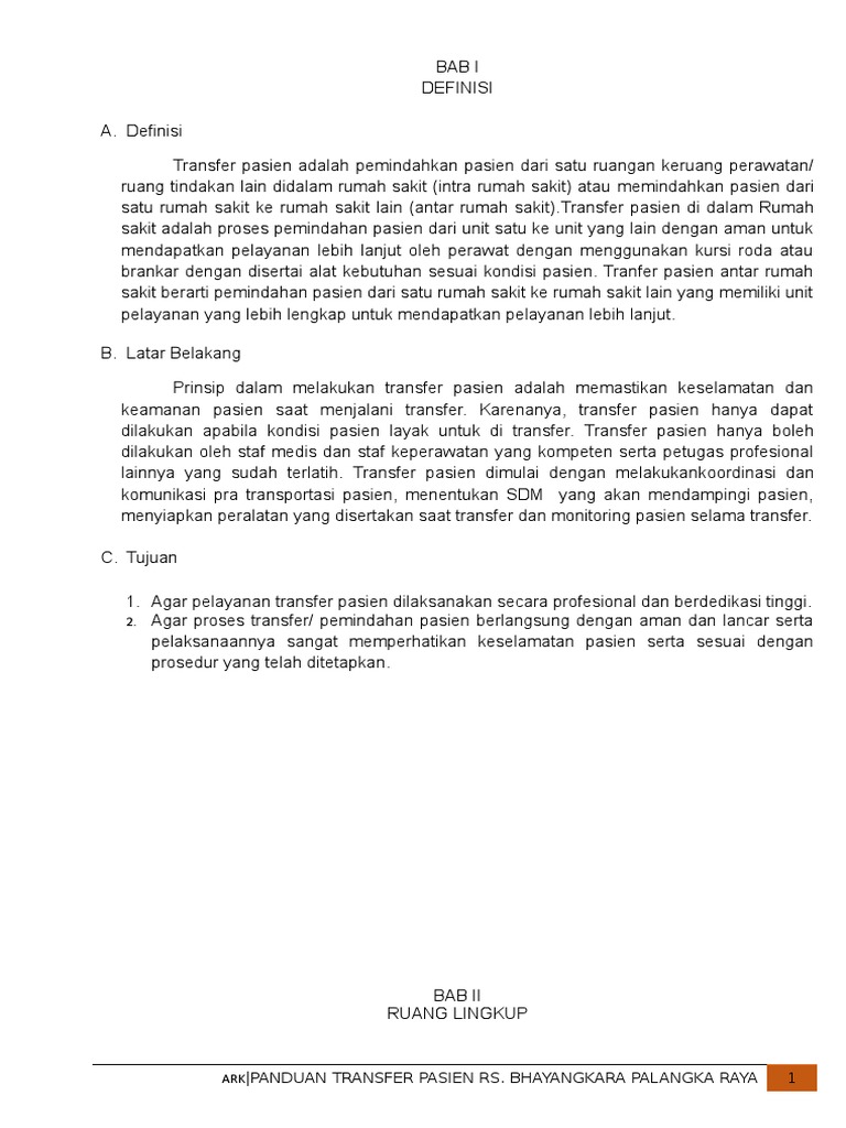 Panduan Transfer Pasien | PDF