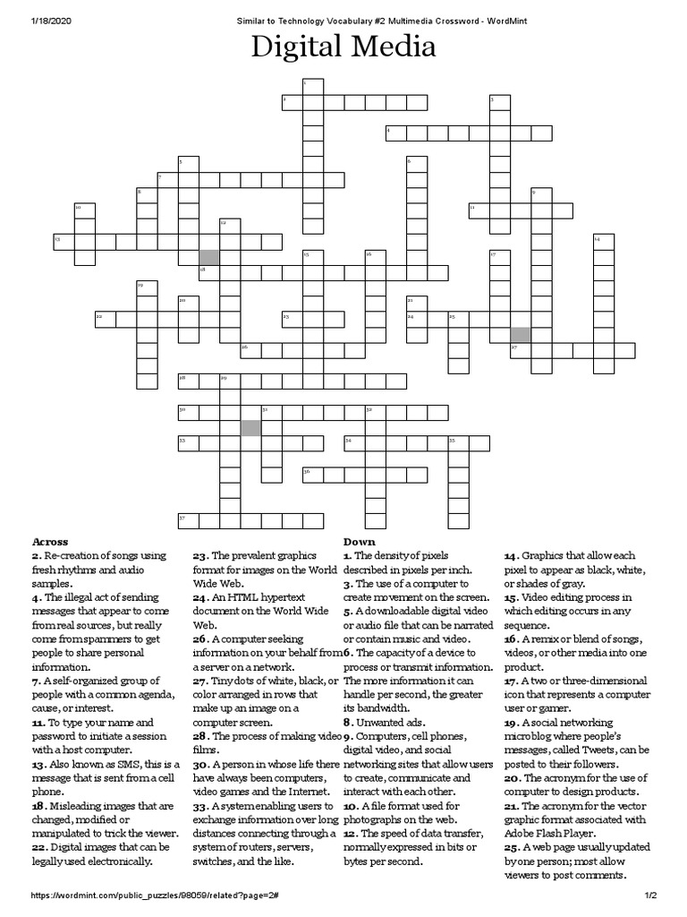 Multimedia Crossword Puzzle Guide | PDF | Video | World Wide Web