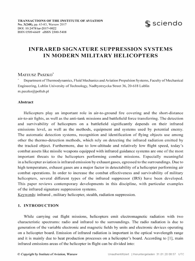 Infrared Protection for Military Helicopters | PDF | Infrared | Turbine