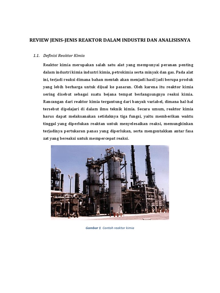 Jenis-Jenis Reaktor Kimia dalam Industri | PDF