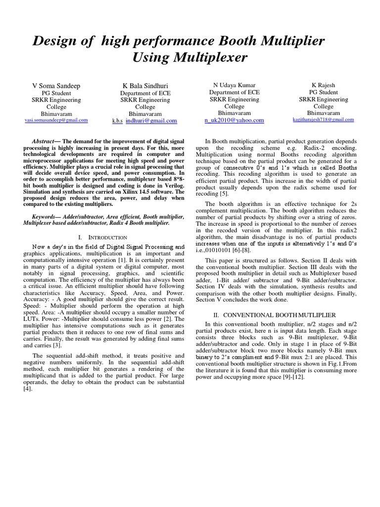Design of Booth Multiplier5 | PDF | Digital Electronics | Computer ...