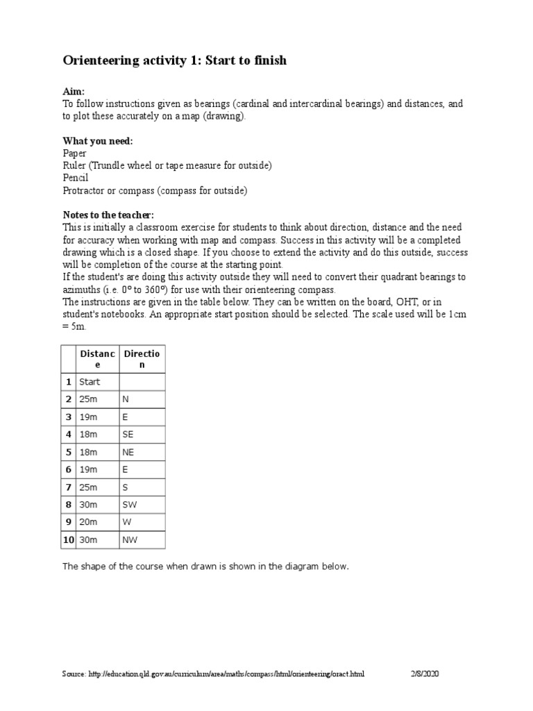 Orienteering Activities | PDF | Compass | Teaching Mathematics