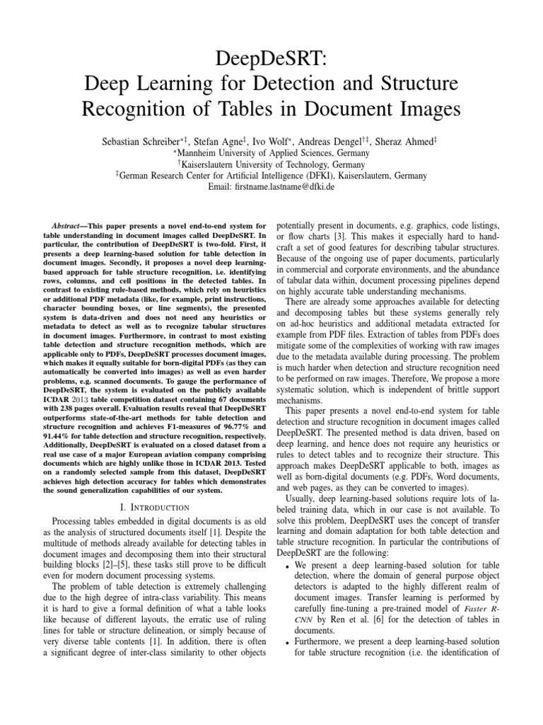Deepdesrt Deep Learning For Table Detection | PDF | Deep Learning ...