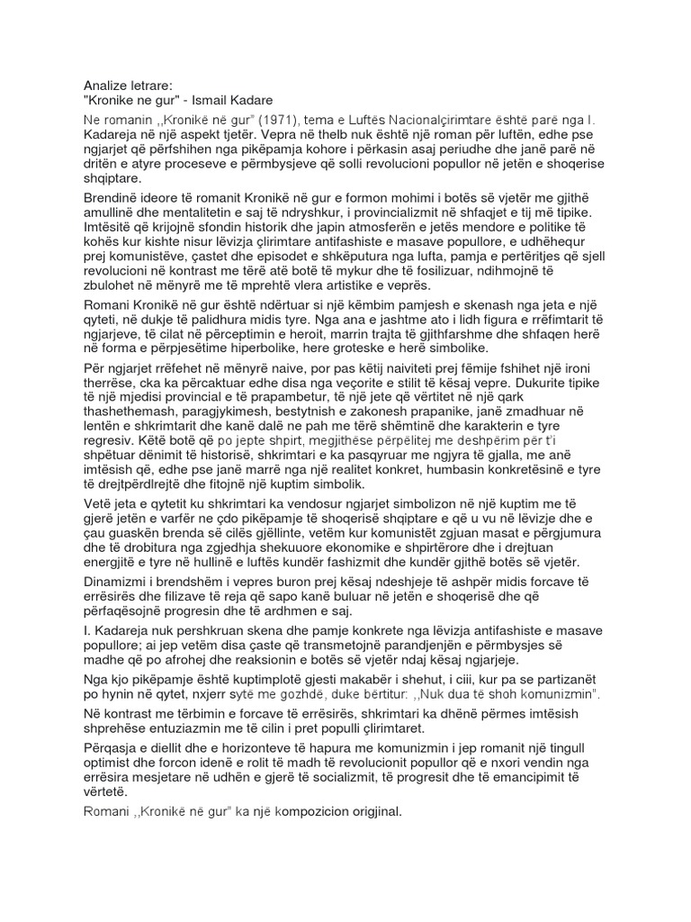 Analize Letrare Kadare | PDF