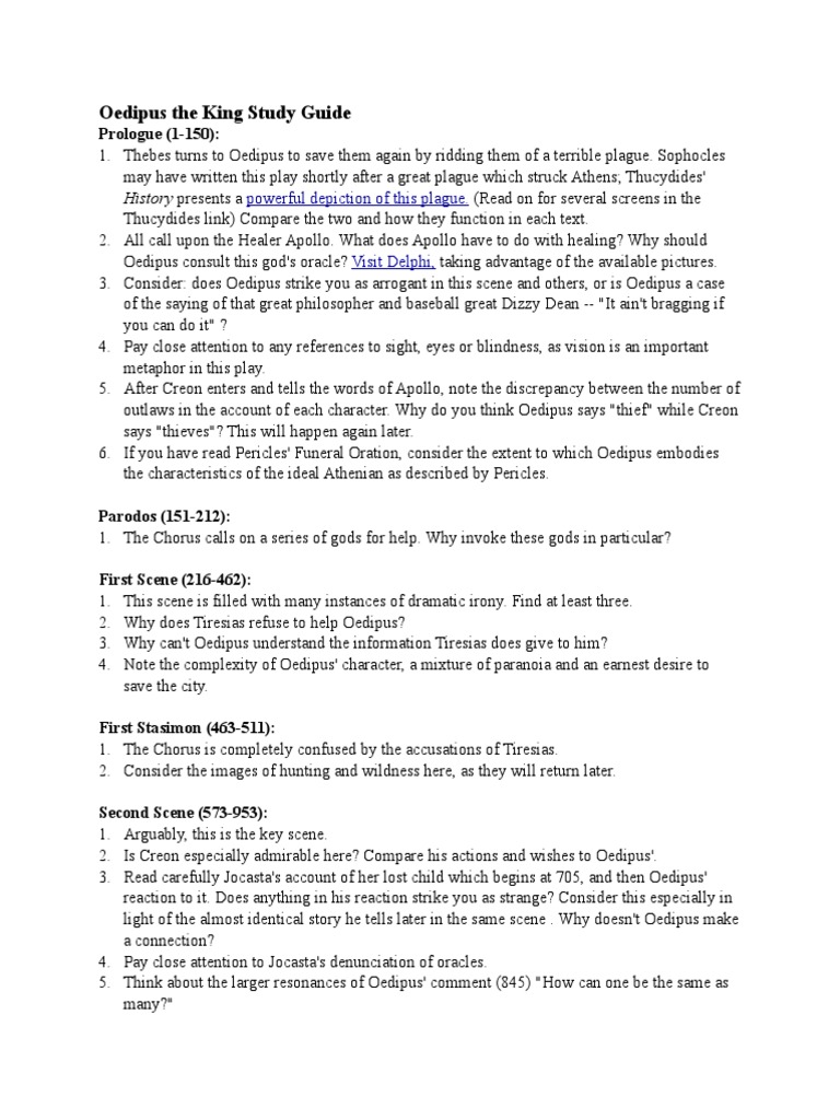 Oedipus The King Study Guide The King Study Guide Why Does This Idea ...