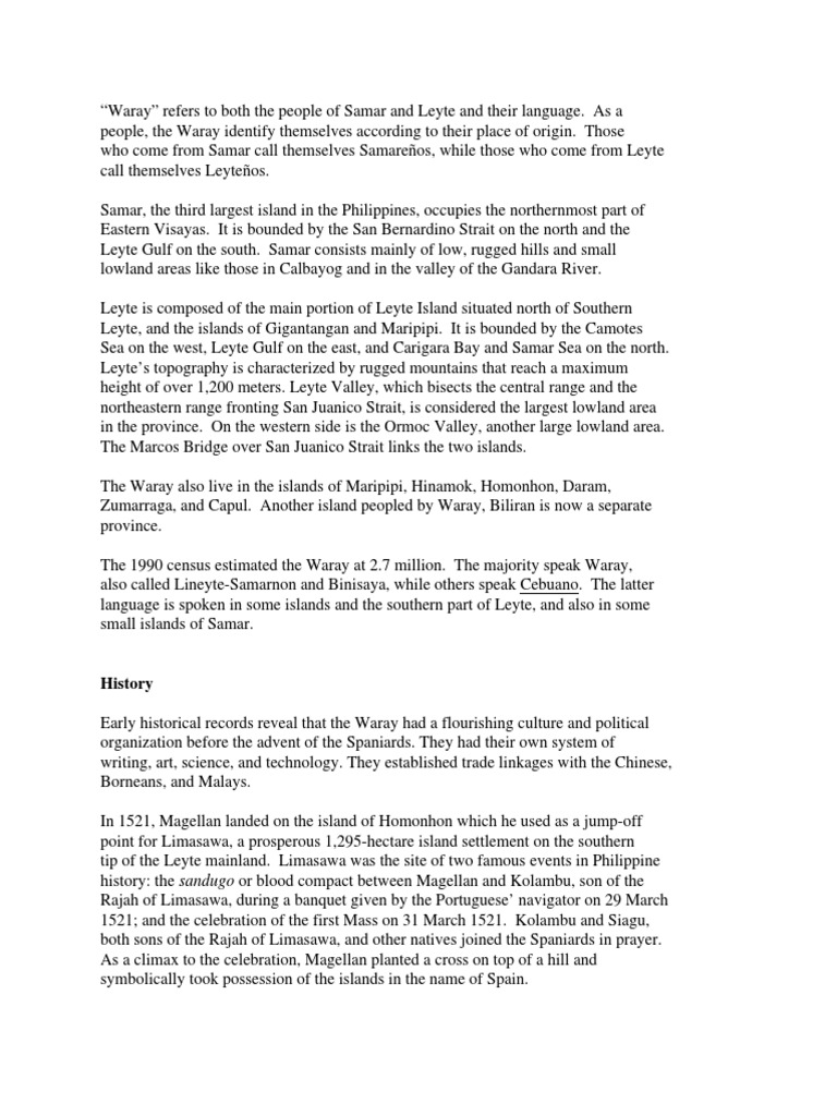Waray History and Culture | PDF | Unrest