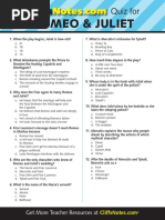 Romeo and Juliet Test | PDF | Characters In Romeo And Juliet | Romeo ...