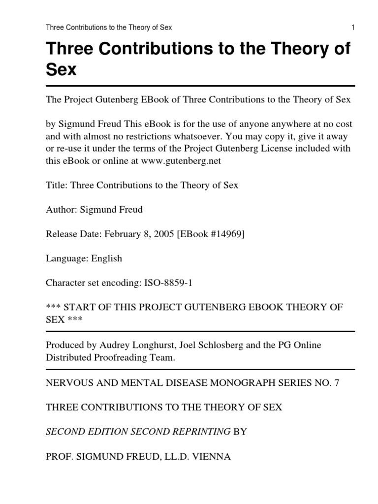 Sigmund Freud Three Contributions To The Theory of Sex | PDF ...