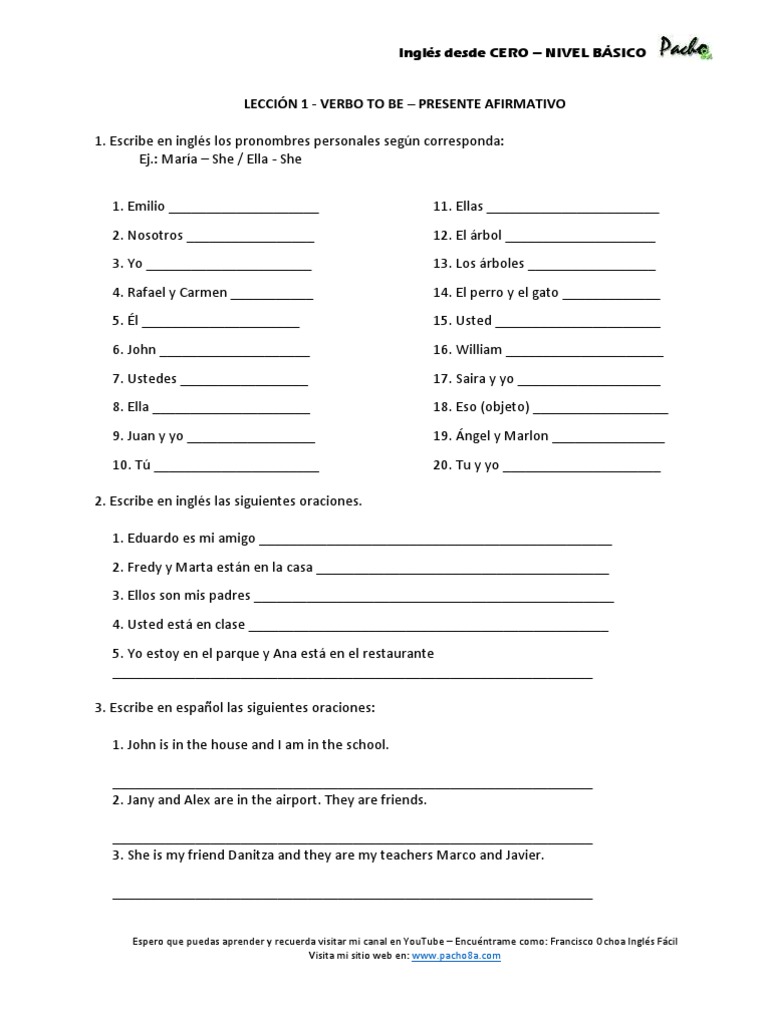 Lección 1 - Pronombres Personales y Verbo To Be PDF | PDF