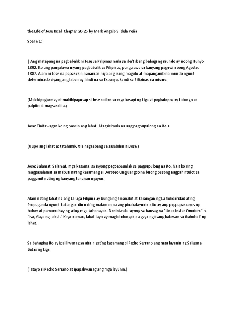 Rizal Life Script | PDF