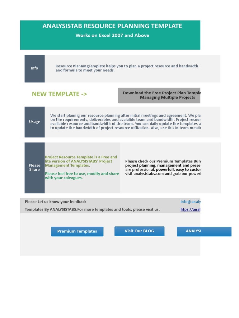 Excel Resource Planning Template | PDF | Computing | Software