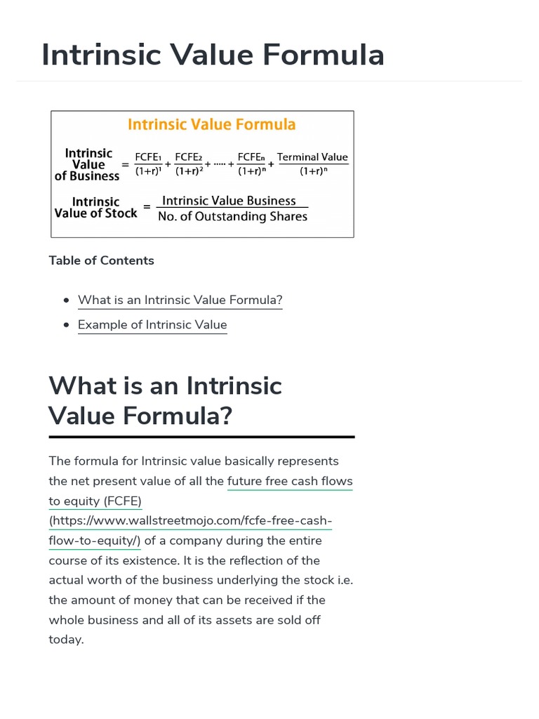 Intrinsic Value Formula (Example) - How To Calculate Intrinsic Value ...